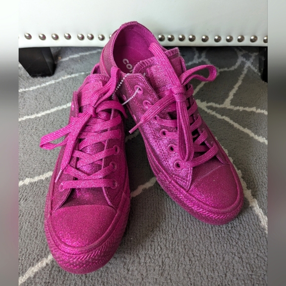 Converse | Shoes | Nwob Converse Fuschia Hot Pink Glitter Sparkle Ctas ...
